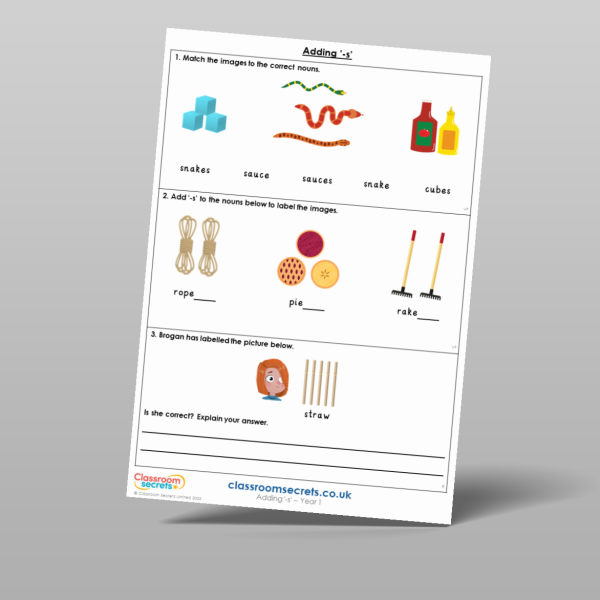 Year 1 Adding S Mixed Activity Resource | Classroom Secrets