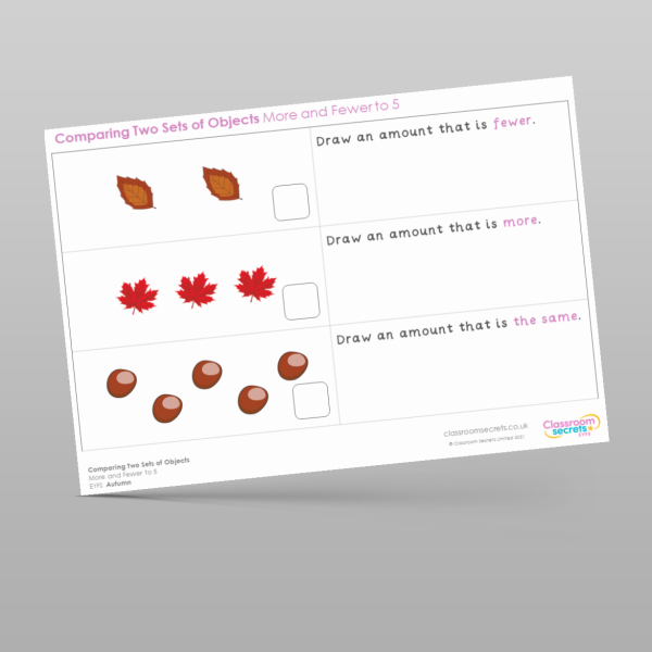 Eyfs More And Fewer To 5 Learning Activity Resource | Classroom Secrets