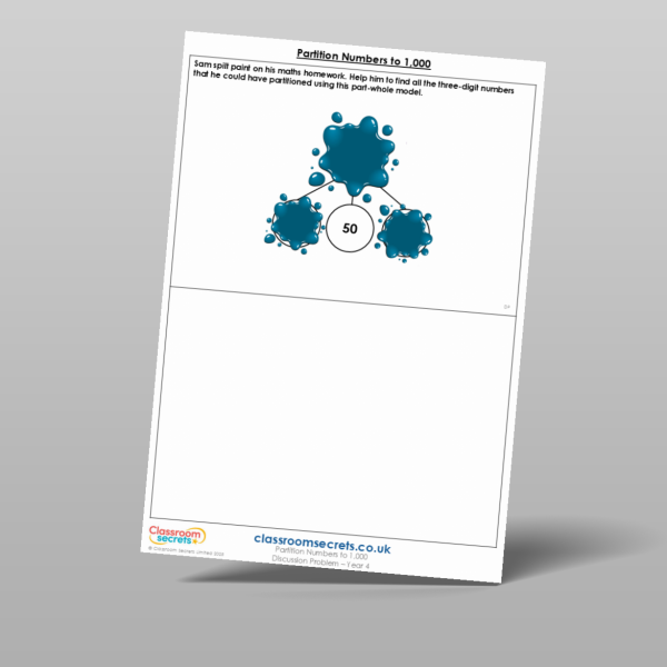 Year 4 Partition Numbers To 1 000 Discussion Problem Resource ...