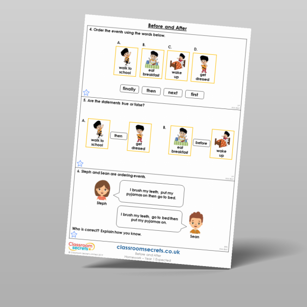 Year 1 Before And After Homework Resource | Classroom Secrets