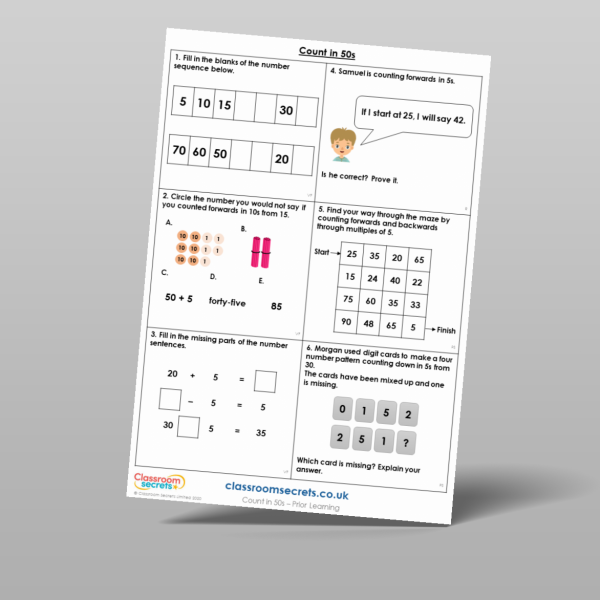 Year 3 Count In 50s Prior Learning Resource | Classroom Secrets