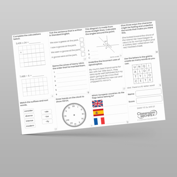 Year 5 Early Morning Work Summer Week 9 Resource | Classroom Secrets