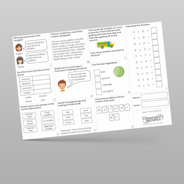 Year 4 Early Morning Work Summer Week 8 Resource | Classroom Secrets