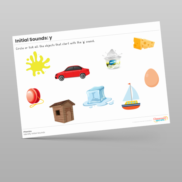 Eyfs Initial Sounds Worksheet Y Resource | Classroom Secrets
