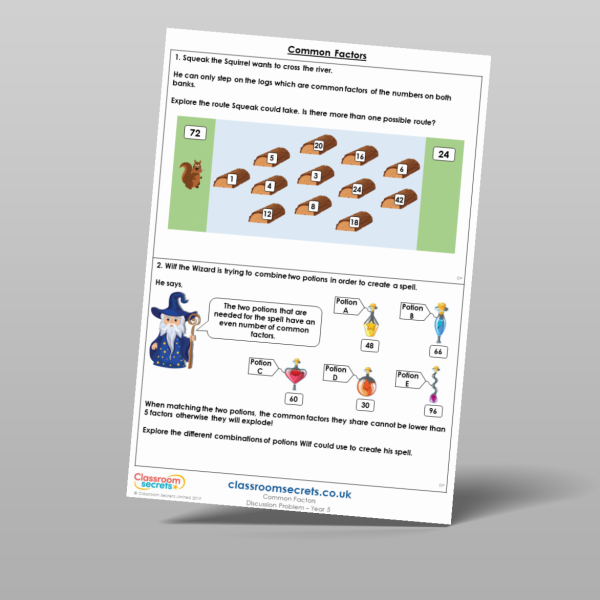 Year 5 Common Factors Discussion Problem Resource Classroom Secrets
