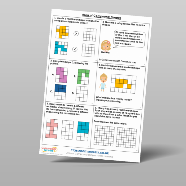 Year 5 Area Of Compound Shapes Prior Learning Resource | Classroom Secrets