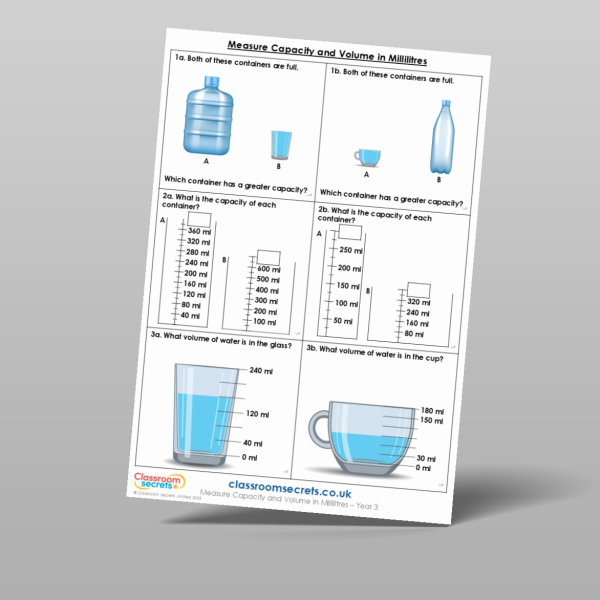 Year 3 Measure Capacity And Volume In Millilitres Varied Fluency 2 ...