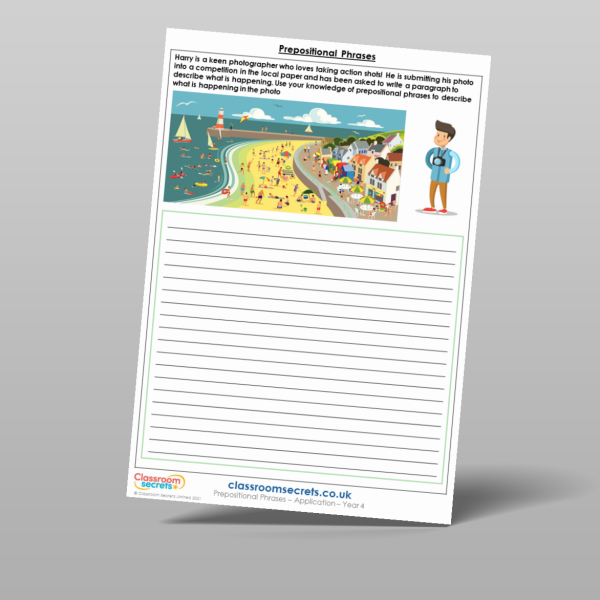 Year 4 Prepositional Phrases Application Resource | Classroom Secrets