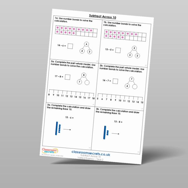 Year 2 Subtract Across 10 Varied Fluency 2 Resource | Classroom Secrets