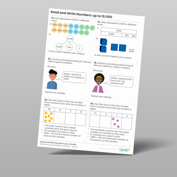Year 5 Read And Write Numbers Up To 10 000 Reasoning And Problem ...