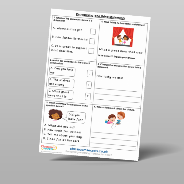 Year 2 Recognising And Using Statements Mixed Activity Resource Classroom Secrets