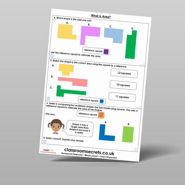 Year 4 What Is Area Homework Resource | Classroom Secrets