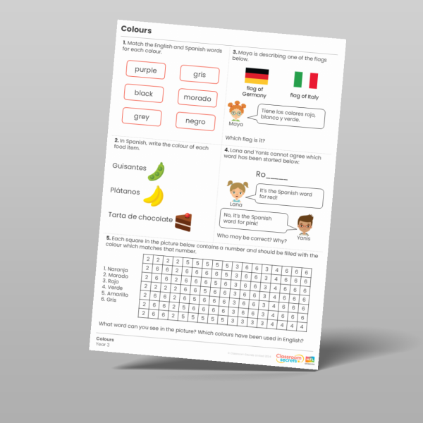 Year 3 Spanish Colours Main Activity Resource | Classroom Secrets