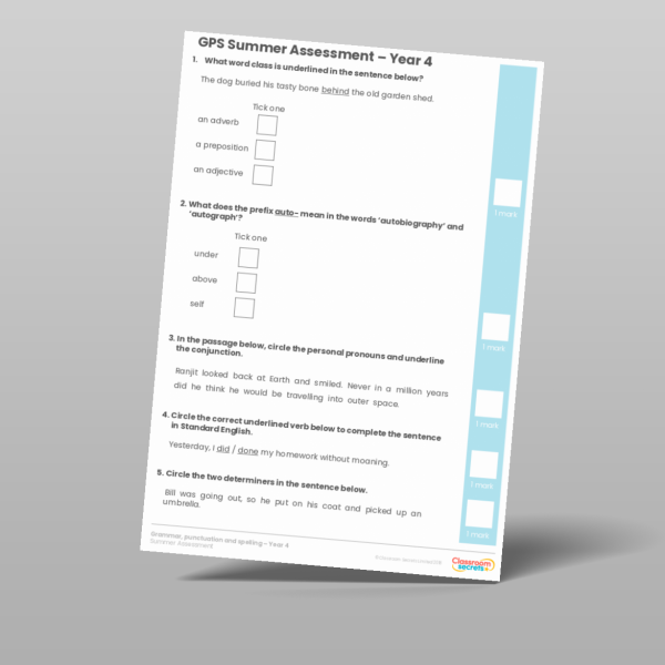 Year 4 Summer Term Gps Assessment Resource | Classroom Secrets
