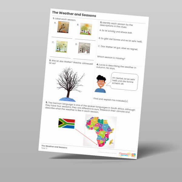 Year 5 The Weather And Seasons Main Activity 2 Resource | Classroom Secrets