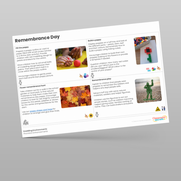 Eyfs Remembrance Day Provision Enhancements Resource | Classroom Secrets