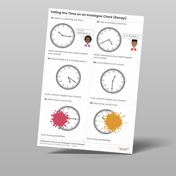 Year 4 Telling The Time On An Analogue Clock Recap Reasoning And ...
