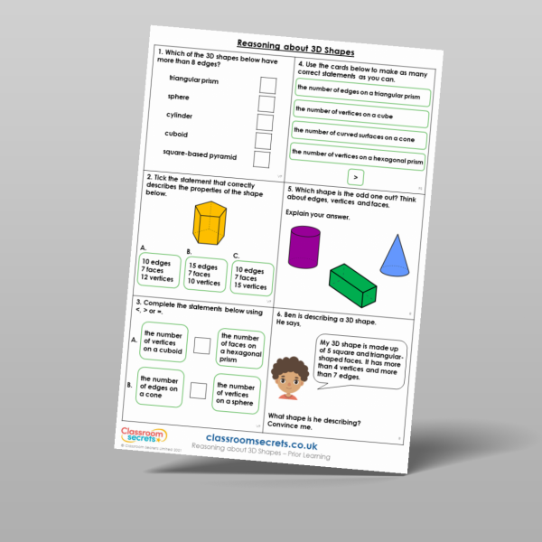 Year 5 Reasoning About 3d Shapes Prior Learning Resource | Classroom ...
