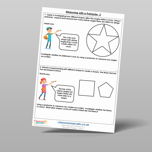 Year 5 Measuring With A Protractor 2 Discussion Problem Resource ...