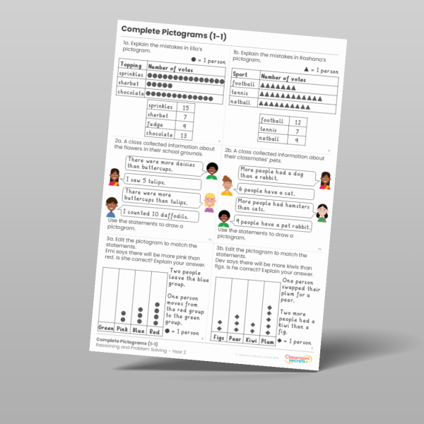 Year 2 Complete Pictograms 1 1 Reasoning And Problem Solving Resource ...