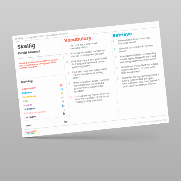 UKS2 Reading Skills Skellig Chapters 1 2 Resource | Classroom Secrets