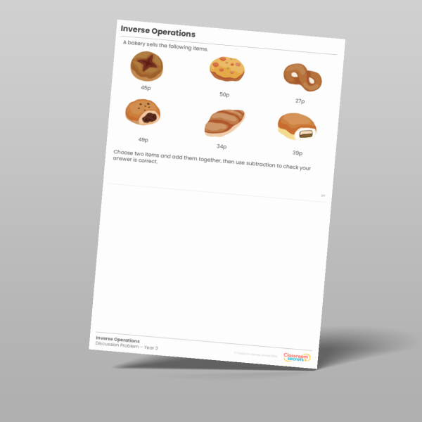 Year 3 Inverse Operations Discussion Problem 2 Resource | Classroom Secrets