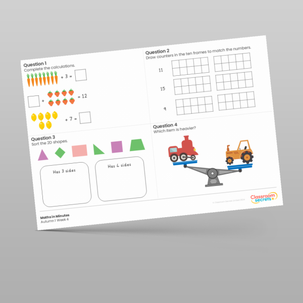 Year 2 Autumn Week 4 Maths In Minutes Resource | Classroom Secrets