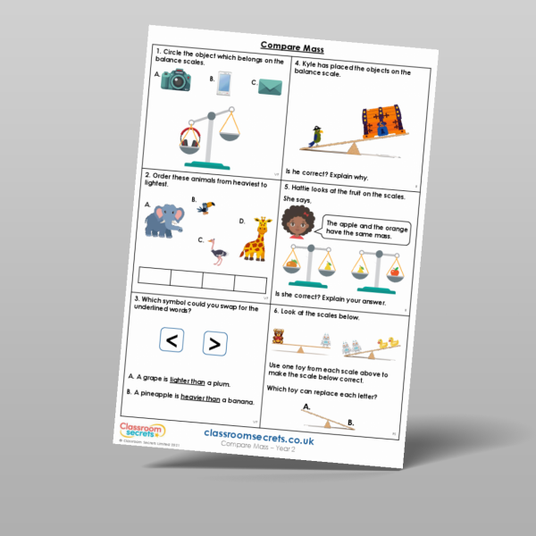 Year 2 Compare Mass Mixed Activity Resource | Classroom Secrets