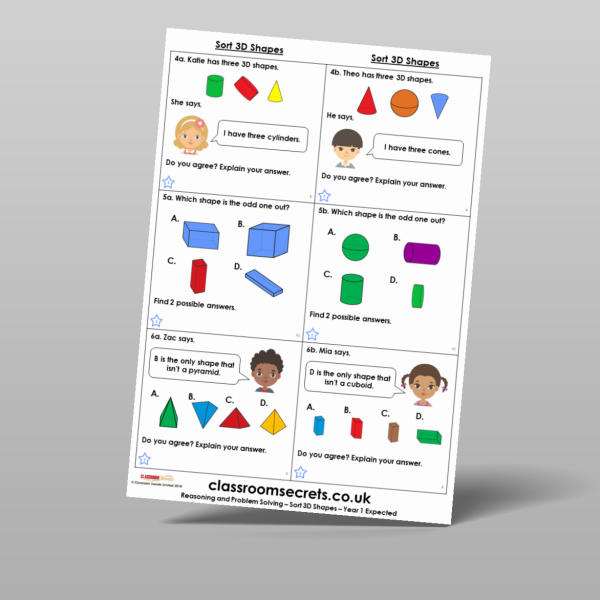 Year 1 Sort 3d Shapes Reasoning And Problem Solving Resource ...