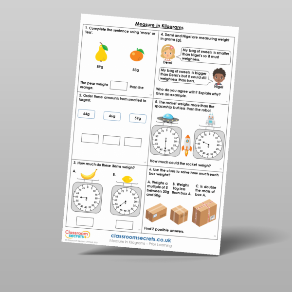 Year 2 Measure In Kilograms Prior Learning Resource | Classroom Secrets
