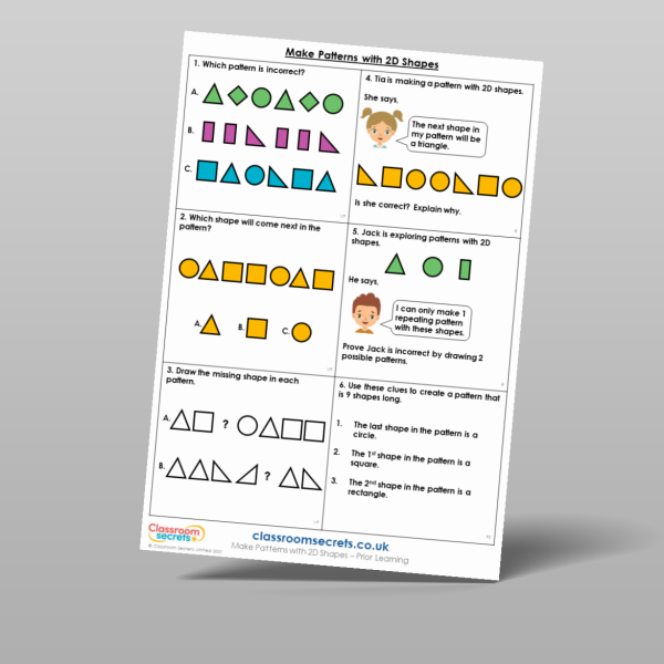 Year 2 Make Patterns With 2d Shapes Prior Learning Resource | Classroom ...