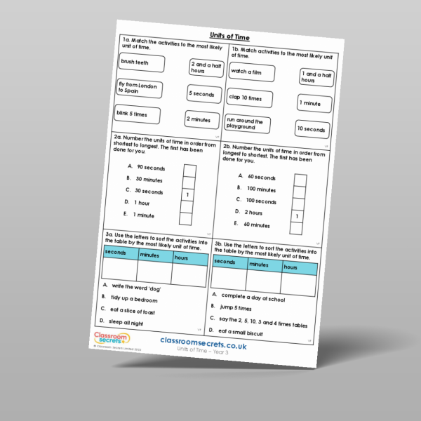 Year 3 Units Of Time Varied Fluency Resource | Classroom Secrets
