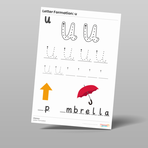 Eyfs Letter Formation Worksheet U Resource | Classroom Secrets