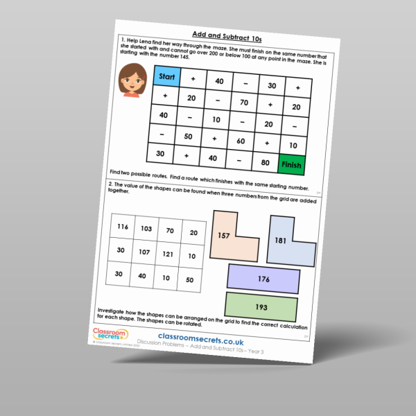 Year 3 Add And Subtract 10s Discussion Problem Resource | Classroom Secrets Year 3 Add And Subtract 10s Discussion Problem Resource | Classroom Secrets