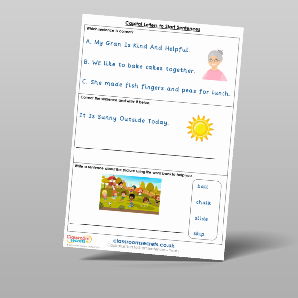 Year 1 Capital Letters To Start Sentences Mixed Activity Resource ...
