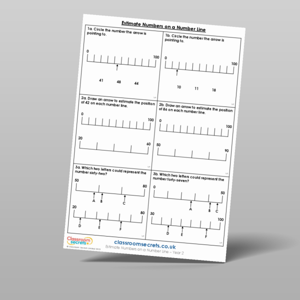 Year 2 Estimate Numbers On A Number Line Varied Fluency Resource ...