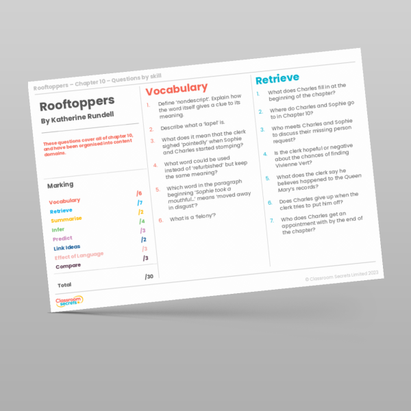 UKS2 Reading Skills Rooftoppers Chapter 10 Resource | Classroom Secrets