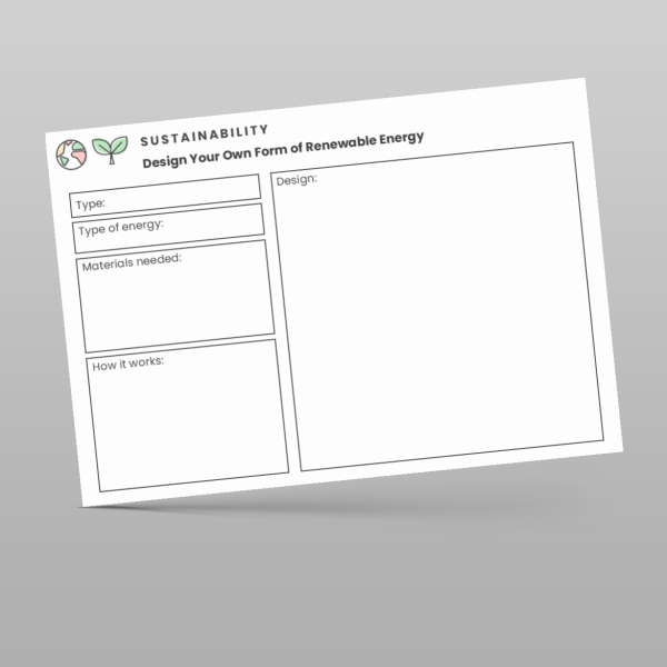 Design Your Own Form Of Renewable Energy Worksheet Resource | Classroom ...