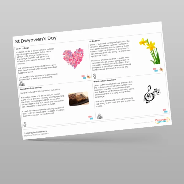 Eyfs St Dwynwen S Day Provision Enhancement Resource | Classroom Secrets