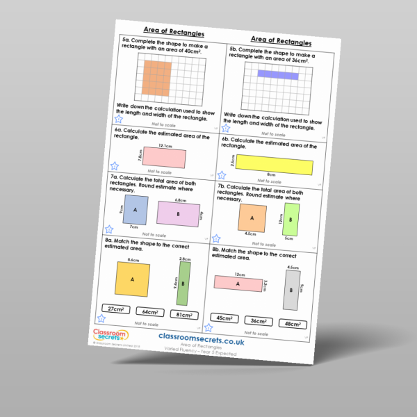 Year 5 Area Of Rectangles Varied Fluency Resource | Classroom Secrets