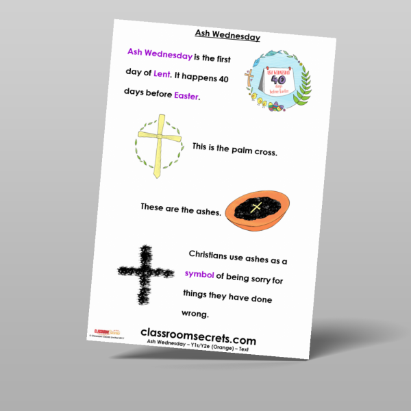 KS1 Ash Wednesday Orange Guided Reading Pack Resource | Classroom Secrets