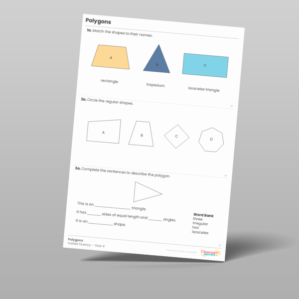 Year 4 Polygons Varied Fluency 2 Resource | Classroom Secrets