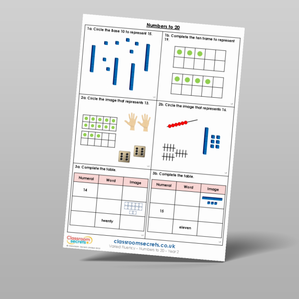 Year 2 Numbers To 20 Varied Fluency Resource | Classroom Secrets
