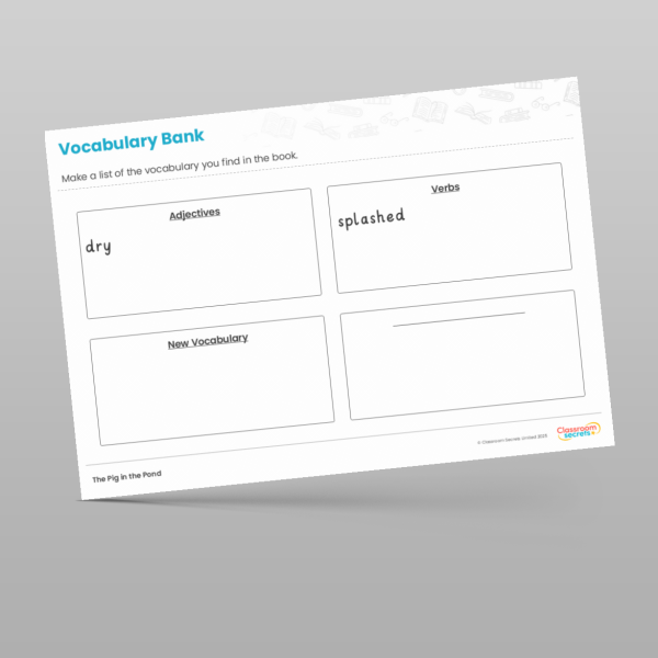 KS1 The Pig In The Pond Writing Unit Vocabulary Bank Resource ...