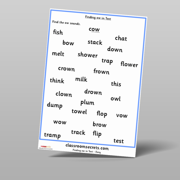 KS1 Finding Ow Cow In Text Activity Resource | Classroom Secrets