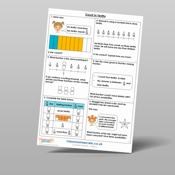 Year 3 Count In Tenths Mixed Activity Resource | Classroom Secrets