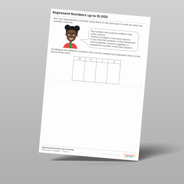 Year 4 Represent Numbers Up To 10 000 Discussion Problem Resource ...