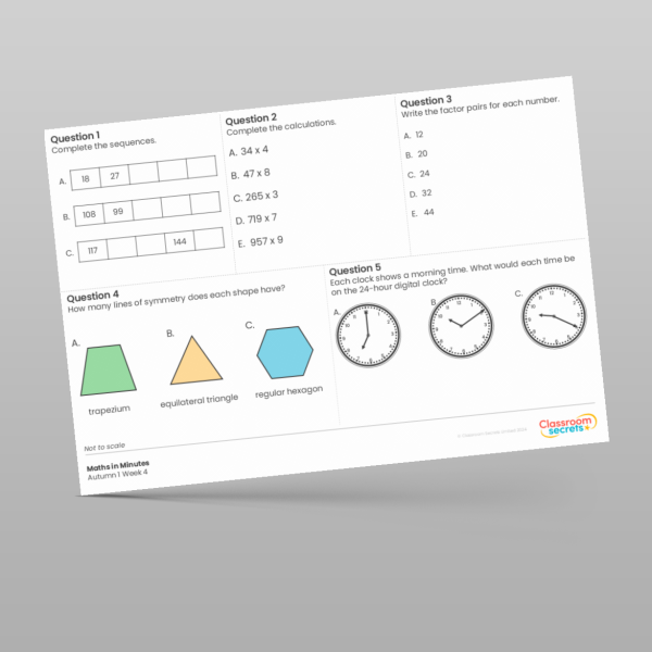 Year 5 Autumn Week 4 Maths In Minutes Resource | Classroom Secrets