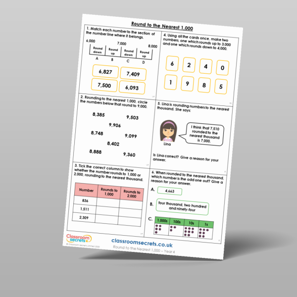 Year 4 Round To The Nearest 1 000 Mixed Activity Resource | Classroom Secrets
