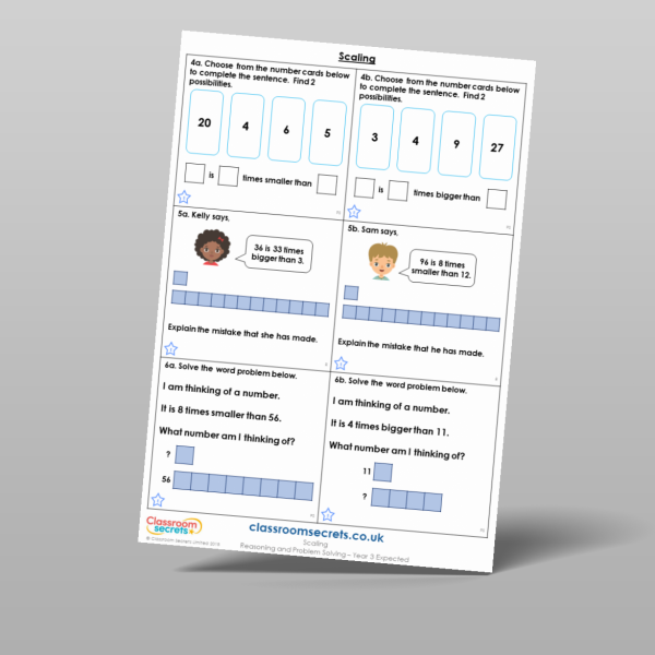 Year 3 Scaling Reasoning And Problem Solving Resource | Classroom Secrets